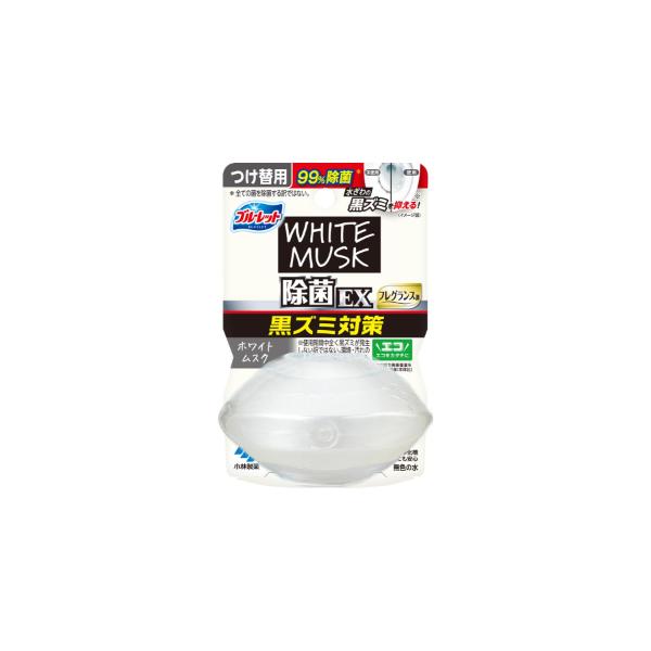 つけ替用ホワイトムスクの香りで、除菌＊ができるブルーレット。 ●除菌率９９％＊で、水ぎわの黒ズミの発生を抑え※、お掃除が楽になります。 ＊水ぎわの黒ズミ原因菌への効果。全ての菌を除菌する訳ではない。当社の実験室内の検証結果による。 ※環境・...