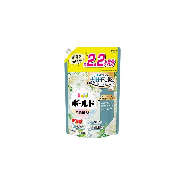 ５つ星HOTEL発想　ホワイトティー＆フローラルの香り柔軟剤入り強洗浄W消臭 *124h香り長続き *210％濃縮！ ＊3 少ない量で同じだけ洗えるすすぎ1回OK*1 2種類の消臭成分*2 保管状態で＊3 2024年のボールドジェルシリーズ比。