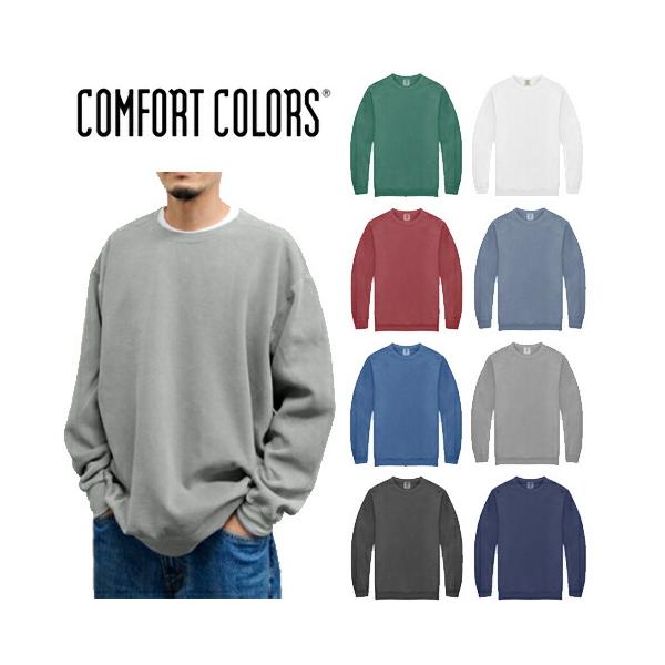 80％リングスパンコットンの肉厚で裏起毛の肌触りが良く柔らかい、コムフォートカラーズのトレーナー