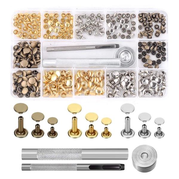 【商品名】　YFFSFDC カシメセット レザークラフト 3サイズ 3種色リベット リベットパーツ スタッズ 底鋲 打ち具キット 打ち台 パーツ DIY★★ラッピングについて★★当店ではラッピングは承っておりません。ご了承くださいませ。★★...