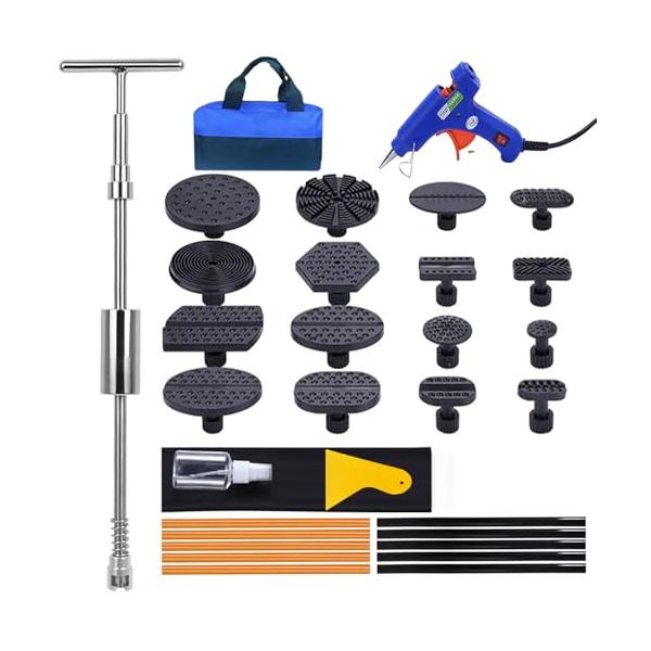 セット内容：Tバーｘ1PCS、タブｘ18PCS、27cmx0.7cmグルースティックx10pcs、プラスチック瓶（空）ｘ1PCS、シャベルｘ1PCS、財布ｘ１PCS、収納バックｘ1PCS、日本語取説ｘ1PCS。応用範囲：車、バイクのボディ＆...