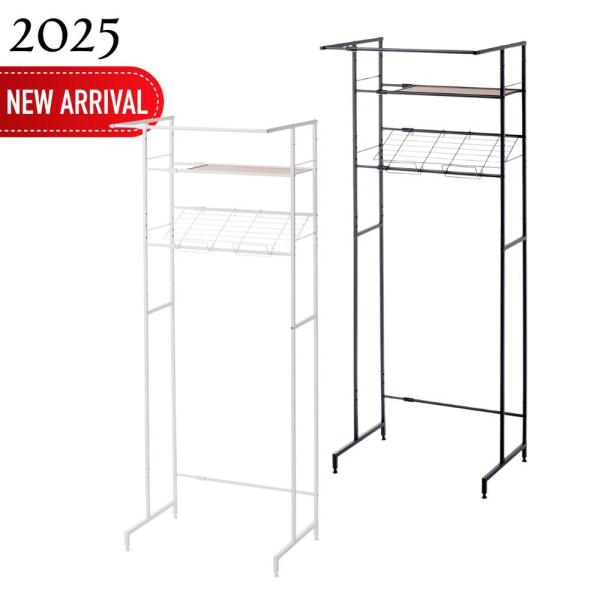 [関連word]  インテリア収納 バスケット収納 フラット棚 ハンガーバー付き 収納 洗濯機上 スリム バスケット付 棚 2段 伸縮可能洗濯機ラック 木目 木目マットホワイト 下段棚 高さ調整 白 脱衣所ラック 収納家具 アイディア収納 ...