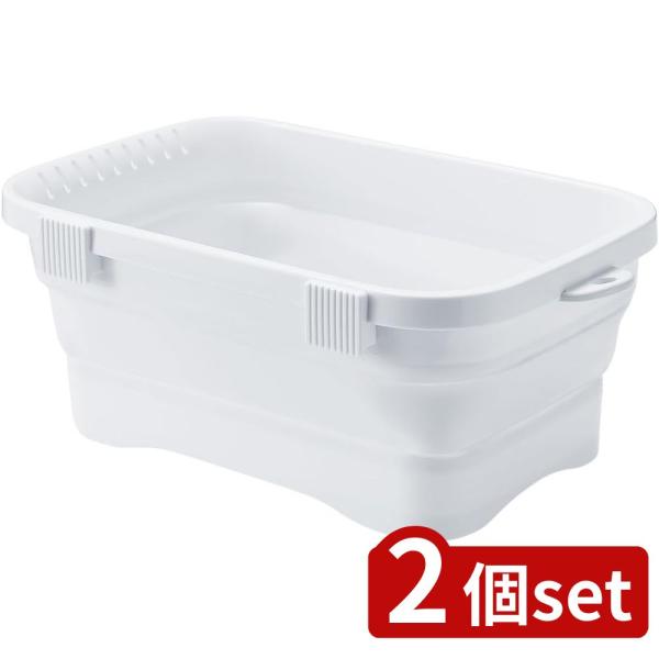 [関連word]  キッチンソフトタブホワイト 2個セット | 洗い桶 折りたたみ コンパクト 折りた洗い桶 水洗い タライ ソフトタブ キッチン バケツ 台所 食器洗い桶 シンク周り 水切り 野菜洗い 漬け置き フェルパー おしゃれ 収納...
