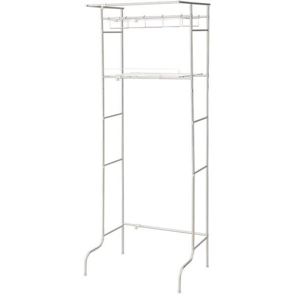 [関連word] 洗濯機ラック ランドリーラック 洗濯棚 伸縮式 ステンレス ハンガー掛け ランドリー収納 シンプル メッシュ棚 アジャスター付 洗面所 ライトグレー