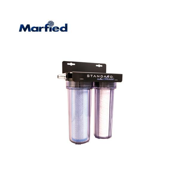 マーフィード　スタンダード・クラシック●水道水に含まれる残留塩素と鉄サビや細菌などを２本のフィルターが取り除きます。ホースで繋ぐだけなので、大型水槽や頻繁な水換えに最適です。