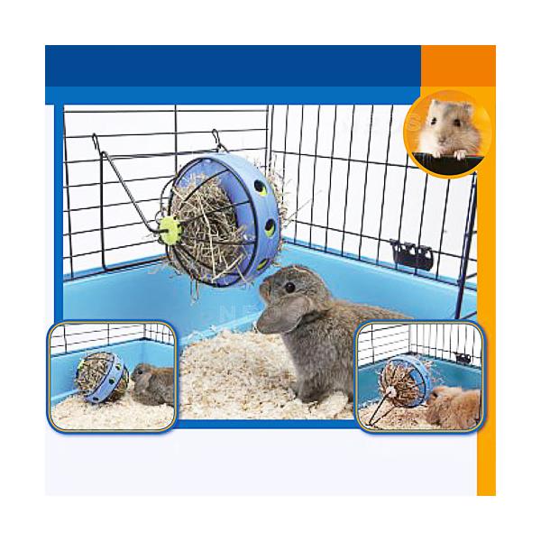 食べながら 楽しくエクササイズ！　回転フードストッカー　(BUNNY TOY)　大きさ　全体：横幅 20 × 高さ 20cm × 奥行 17cm　球体部分：直径 16cm　使用方法使用例 1） 本体台座を地面において使用できます。使用例 2...