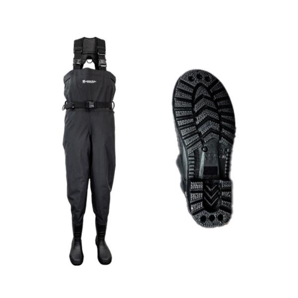 ジャッカル(JACKALL)  ブリーザブルシークウェーダー(R)・耐久性、耐水性、透湿性に優れる4レイヤー素材を採用耐水性はもちろん透湿性も非常に優れており、長時間の釣行でも快適です・ショルダー部分のネオプレンカバーショルダー部分には肩へ...