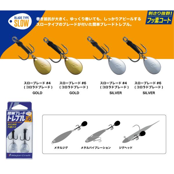 ブレードジギングや鉄板バイブ、ショアジギングのブレードチューンに。鈎掛かり抜群のフッ素コート仕様のトレブルフック採用。ショアからオフショアまでオールラウンドに。スロータイプ巻き抵抗が大きく、ゆっくり巻いても、しっかりアピールするスロータイプ...