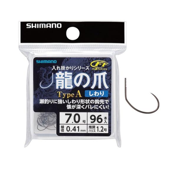 瀬釣りに強いしわり形状の鈎先で懐が深くバレにくい！●驚異のキープ力でバレにくい！●フッ素フィニッシュで滑らかな刺さりを追求●強い鈎先で頻繁な鈎交換が不要規格線径6.5号　0.39mm7号　0.41mm7.5号　0.44mm