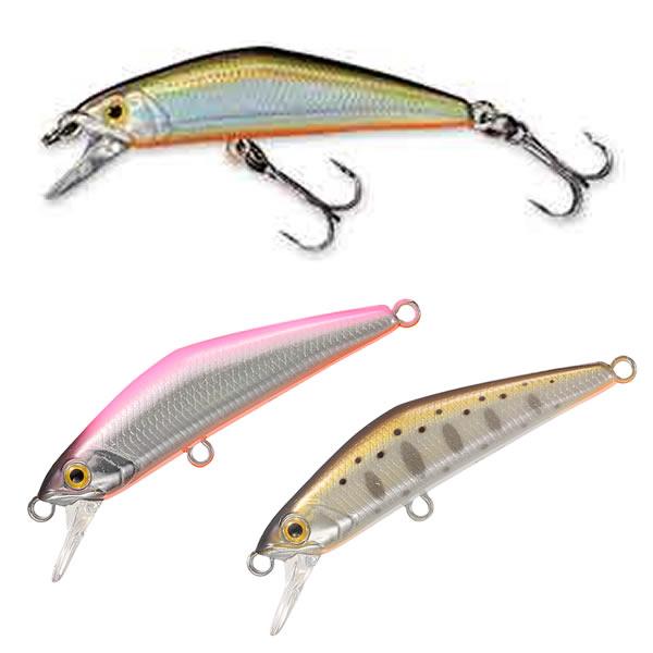 Dコンパクト■全長：45mm■重量：3.5g■タイプ：ヘビーシンキング《スミス ミノー》●重心の真上に浮力の頂点を配置した“への字”バック。そしてヒラ打ち効果を高めるフラットサイド。泳ぎのキレと水噛み、強度のバランスを達成した薄型リップ。