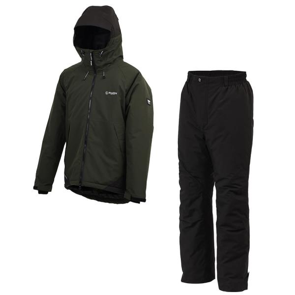 リバレイ RLストレッチウォームスーツ オリーブ #6450 (防寒着 上下セット 釣り)■素材：ポリエステル100％ 透湿防水2.5レイヤー≪リバレイ 防寒着 上下セット 釣り≫