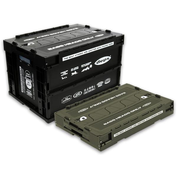 デプス depsフォールディングコンテナ (タックルボックス タックルケース 収納)■カラー：BLACK/OLIVE■内容量：50.1L■素材：PP+LDPE(手持ちカバー部分)■SIZE：外寸530×366×334mm/有効内寸493×3...