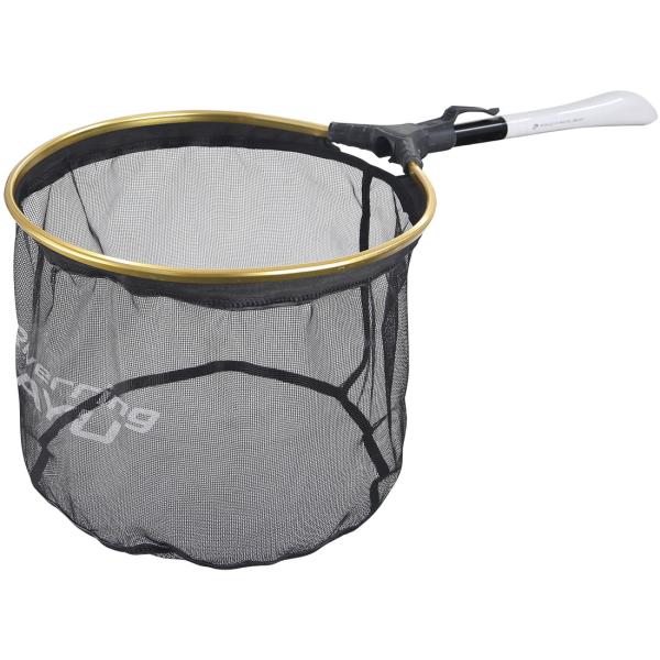 プロックス PROX リバーリングフリップアユダモ 33cm/BK PX277F33K (鮎タモ タモ網)■商品コード：PX277F33K■サイズ：直径33cm■柄カラー：ゴールド■ネットカラー：ブラック■ネット深さ(cm)：約25■自重(...