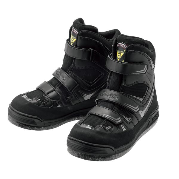 がまかつ フェルトスパイクシューズ(パワータイプ) ブラック×ブラック GM4514 (フィッシングシューズ 釣り)■素材：〈本体〉ナイロン特殊ラバー合成皮革〈ソール〉ポリプロピレンステンレス特殊ラバー■発売年：2023年■対応リペアソール...