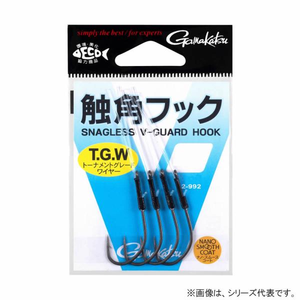 がまかつ 触角フック 42-992 (ルアーフック シングル)■入数：4本※内容量・パッケージ等の仕様は、予告なく変更になります。悪しからずご了承下さい。≪がまかつ ルアーフック シングル≫