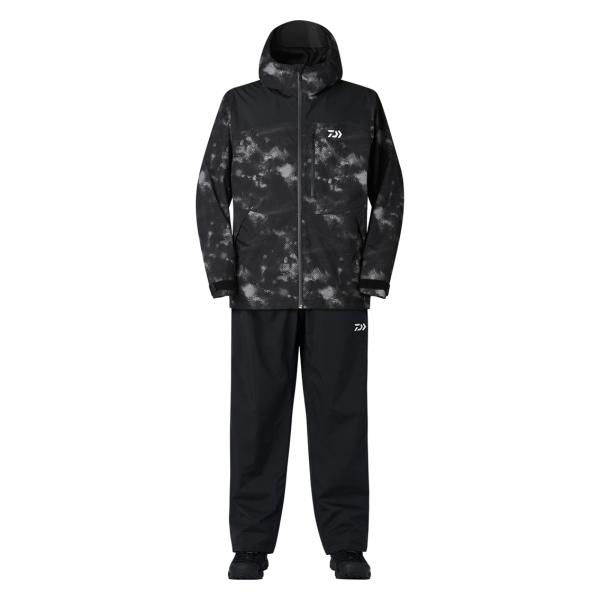 ダイワ レインマックスレインスーツ ブラックヘイズカモ DR-3625 (レインウェア レインスーツ 上下セット)■素材：ジャケット/表生地：ポリエステル100％・裏生地：ポリエステル100％・パンツ/表生地：ポリエステル100％・裏生地：...