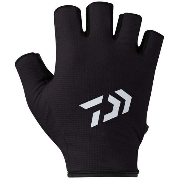 ダイワ 吸水速乾グローブ5本カット ブラックホワイト DG-6525 (フィッシンググローブ 釣り)■素材：甲：本体/ポリエステル90％，ポリウレタン10％，掌：本体/合成皮革≪ダイワ フィッシンググローブ 釣り≫