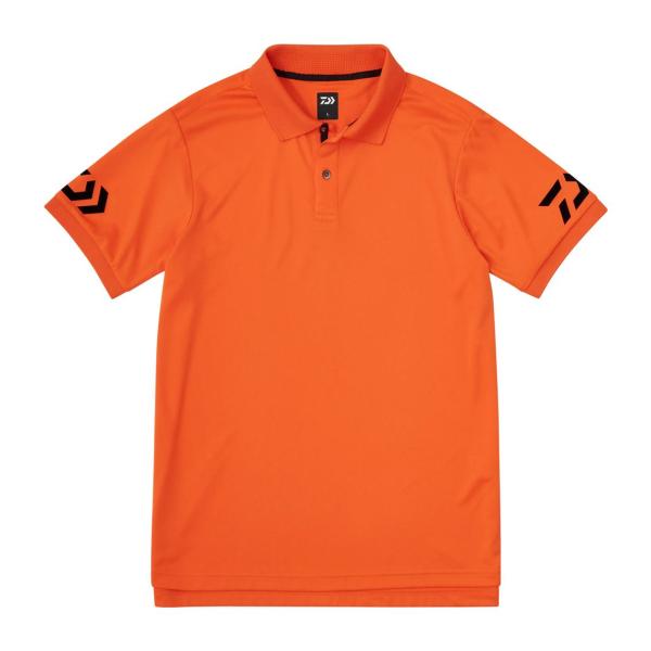 ダイワ 半袖ポロシャツ オレンジ×ブラック DE-7925 (フィッシングシャツ 定番)■素材／本体：ポリエステル100％・リブ部分：ポリエステル95％・ポリウレタン5％■サイズ(後着丈/身幅/袖丈(フライス含む))：130(54/38/1...