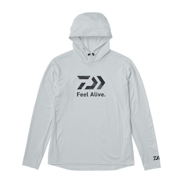 ダイワ フィールアライブドライフーディー ライトグレー DE-3525 (フィッシングシャツ 長袖シャツ)■素材／本体：ポリエステル100％≪ダイワ フィッシングシャツ 長袖シャツ≫