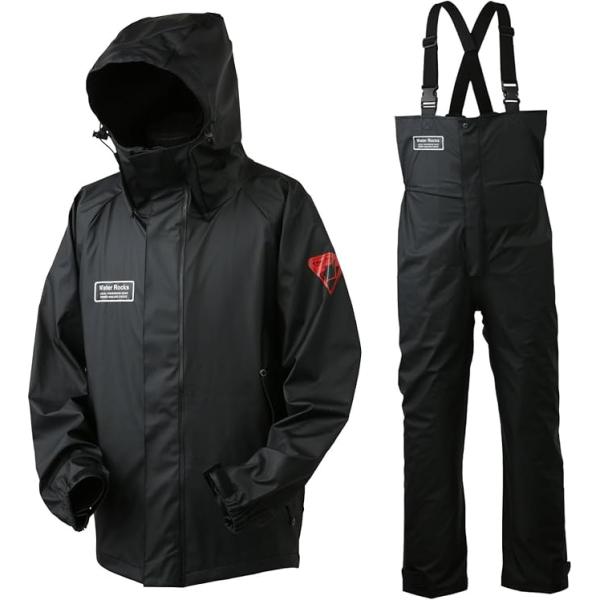 ウォーターロックス WR PUレインスーツ ブラック WRRS-2100 (レインウェア レインスーツ 上下セット)■素材：ポリエステル100%≪ウォーターロックス レインウェア レインスーツ 上下セット≫