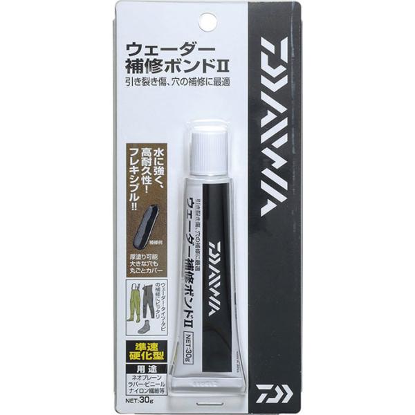 ダイワ ウェーダー補修ボンド2 (接着剤)■内容量(g)：30■用途：クロロプレン、ラバー、ビニール、ナイロン繊維等のウェーダー・タイツ類（撥水処理された素材、メタフィット面、EPDMラバー等は接着できません。開封後は冷凍保存してください）...