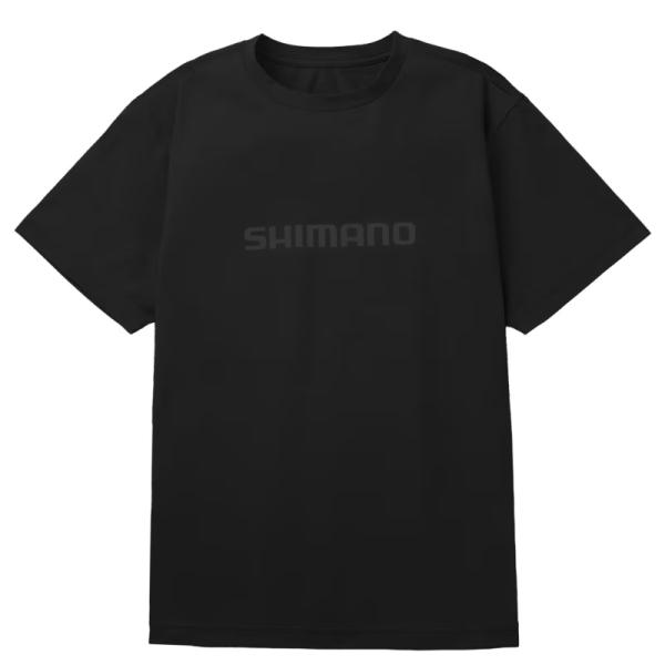シマノ ドライロゴTシャツ ブラック SH-021Z (フィッシングシャツ Tシャツ)■素材：ポリエステル100%■サイズ(着丈/身幅/裾幅/肩幅/袖丈(cm))：XS(61.2/49.5/49/42.6/18)・S(63.2/51.5/5...
