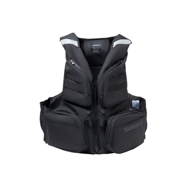シマノ フローティングベスト ブラック VF-142Z (ライフジャケット 大人用 フローティングベスト)■素材：表・ポリエステル100%(撥水加工)、裏・ナイロン100%(撥水加工)、メッシュ部分・ポリエステル100%、浮力材・独立発泡材...