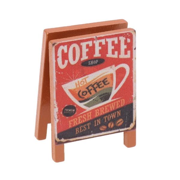 オシャレなカフェ看板デザインのミニチュア看板です。クリップタイプになっているので、カードスタンドとしてもお使い頂けます。SIZE:高さ約50mm※製造上、傷・汚れなどがありますのでご了承下さい。若干の歪み等個体差があります。商品本体の割れ等...