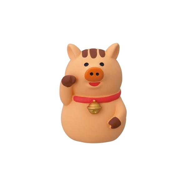 concombre招福十二支。十二支の福招きたちが勢揃い！富士山山頂には今年の主役、まあるく囲んで福徳円満。ミニチュアマスコットの福招き いのししです。今年の干支や自分の干支を選ぶもよし。家族の干支と組み合わせても。素材・成分：ポリレジンS...