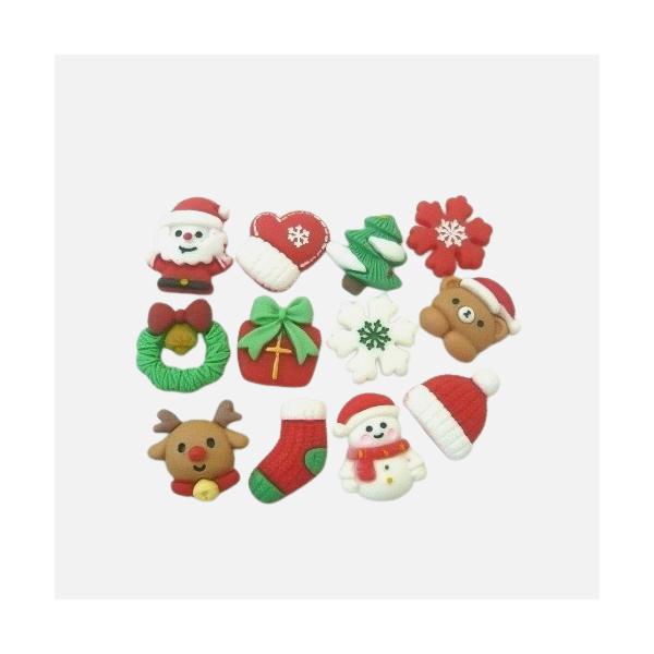 キュートなクリスマス系デコパーツのアソートセットが新登場！クリスマスモチーフの数量限定品！サンタさん、ツリー、リース、トナカイ、プレゼント等、キュートなデザインのパーツが勢ぞろい！約9〜12種アソートとなります。種類毎の入数は一定ではありま...
