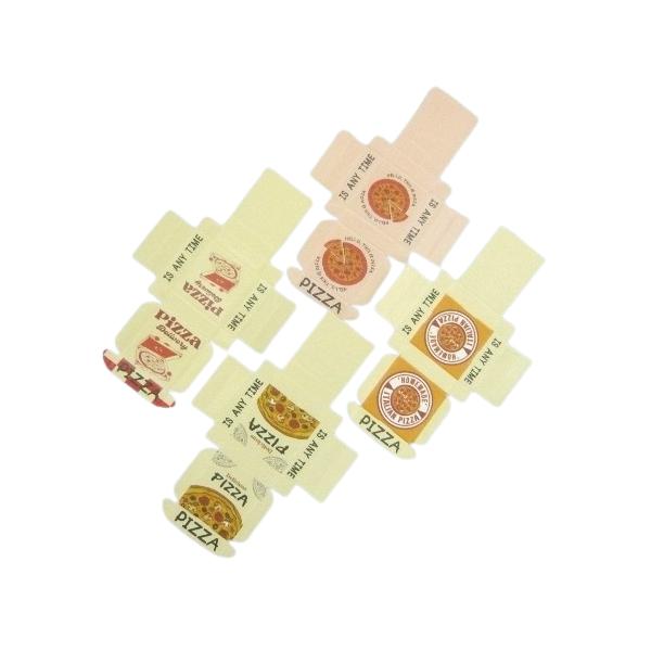 リアルなピザBOXがそのままミニチュアになりました♪組み立て式となります。※組み立てのコツ・・・折り目は、ほぼ山折りとなりますが、外側３か所のみ谷折りとなります（印刷が無い最も外側部分）。まずサイド部分を組み立てた後に中面部分、最後に蓋部分...