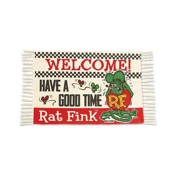 「HAVE A GOOD TIME」とRat Finkがデザインされたラグマットが登場♪玄関に置くだけでラットフィンクがお出迎え！使い込むほどに愛着が出てくるアイテムです。サイズ:約50cm×70cm※製造上傷汚れ・ほつれ・色移り等はご了承...