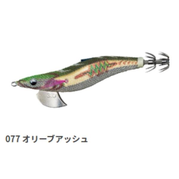 注文番号:625-899　製品名:エギ王SEARCH 2.5　カラー番号:077　カラー名:オリーブアッシュ　布の種類:ラメ布　ボディカラー（下地）:ネオンブライトグリーン/GOLD　サイズ:3.5号　重量:24g　全長（針ヌキ）:107....