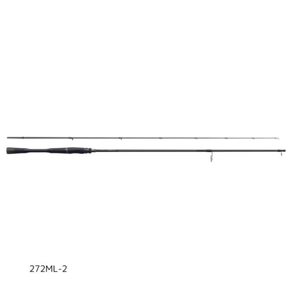 品番:272ML-2　全長(ft.):7'2"　全長(m):2.18　テーパー:R　継数(本):2　仕舞寸法(cm):112　自重(g):95　先径(mm):1.6　ルアーウェイト(g):45394　適合ラインナイロン・フロロ(lb):45...