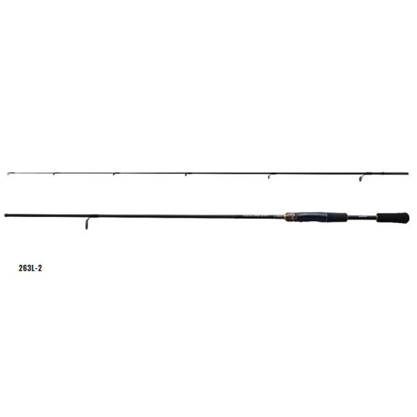 263L-2全長(ft.)6'3"　全長(m)1.91　テーパー RF　継数(本)2　仕舞寸法(cm)98.5　自重(g)102　先径(mm)1.6　ルアーウェイト(g)3~10　適合ラインナイロン・フロロ(lb)3~6　適合ラインPE(号...