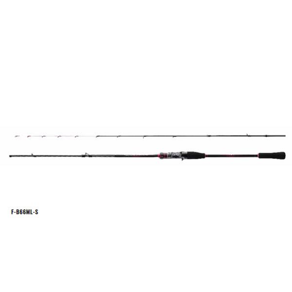 F-B66ML-S全長(ft.)6'6"　全長(m)1.98　継ぎ方式 並継　継数(本)2　仕舞寸法(cm)102.7　自重(g)94　先径(mm)0.9　スッテサイズ(号)5~20　スッテサイズ(g)20~75　錘負荷(号)-　錘負荷(g...