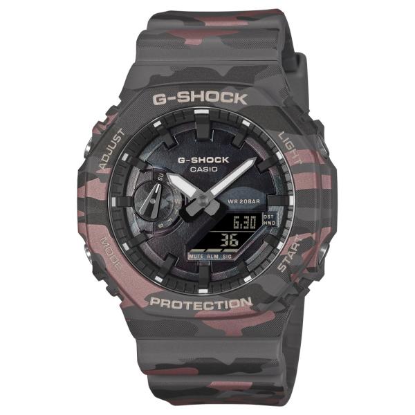 タフネスを追求し進化を続ける「G-SHOCK」から、カモフラージュ柄をMAP印刷で大胆に取り入れたカモフラージュシリーズです。オリジナルのカモフラージュパターンは、ブランドの象徴である「G」の文字を巧みに隠し込んだユニークかつ大胆なデザイン...