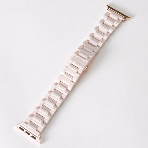 光沢感のあるセラミックベルトにクラシカルなホースアンドキャリッジ（馬と馬車）のロゴが印象的なCOACH Apple watch Coach Horse And Carriage Logo Blush High Polished Cerami...