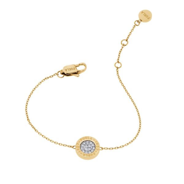 敷き詰められたクリスタルが目を惹く、華奢なチェーンとハンコ（SIGILLO）形のペンダントを組み合わせたブレスレット。シーンやコーディネートを選ばず、ON/OFF問わず着けられます。いつものコーデにプラスすることで、おしゃれの幅が広がります...