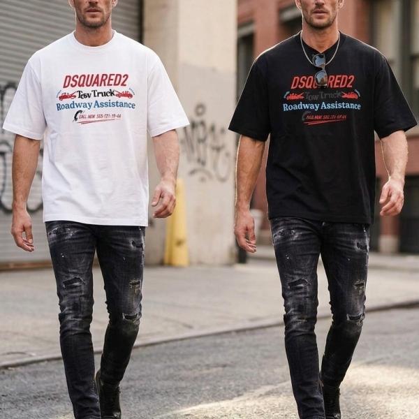 ■商品詳細フロントに大胆にあしらわれた「DSQUARED2」のロゴと、レトロなトラックモチーフのグラフィックが印象的な半袖Tシャツ。ヴィンテージ感のあるかすれ調プリントと、レッド×ブルーの配色がストリートテイストを引き立て、1枚でスタイリン...