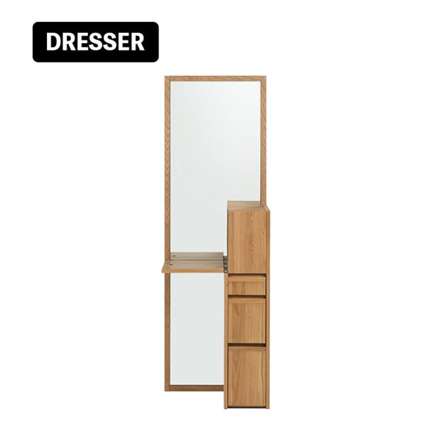 ■商品の特徴天然木の木目が美しいドレッサー。 テーブル部分を収納すると姿見としてもご使用いただけます。 高さの異なる引き出しが3杯付いていて、メイク道具などをすっきり収納できます。 テーブルを開くと可動棚が1枚付いた収納。 2口コンセントが...