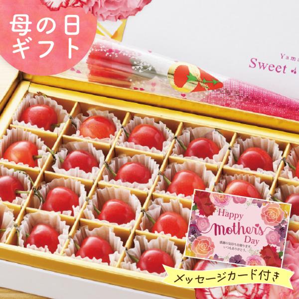 赤いルビーのようなさくらんぼに日頃の感謝の気持ちを込めて。佐藤錦さくらんぼ×２４、ミニブーケ（造花）付き