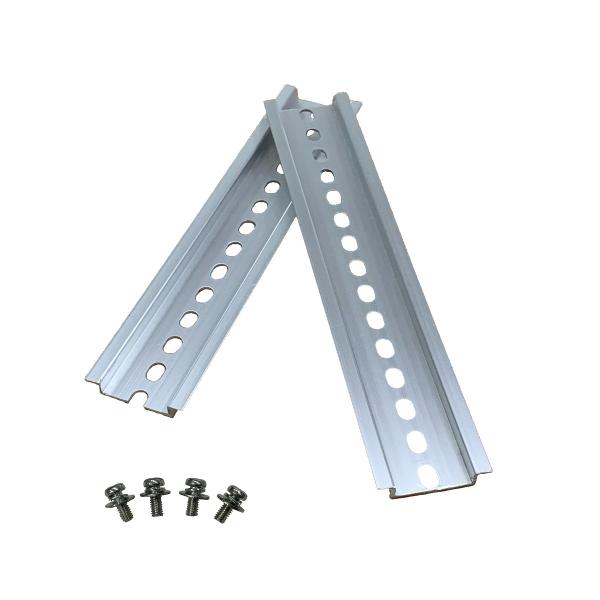 DIN規格（35mm幅）のアルミ製レールですDIN規格（35mm幅）の機器の設置に適しています。材質：アルミニウム（表面：アルマイト処理）使用温度：−30℃〜100℃商品内容：DINレール×2、ネジ×4