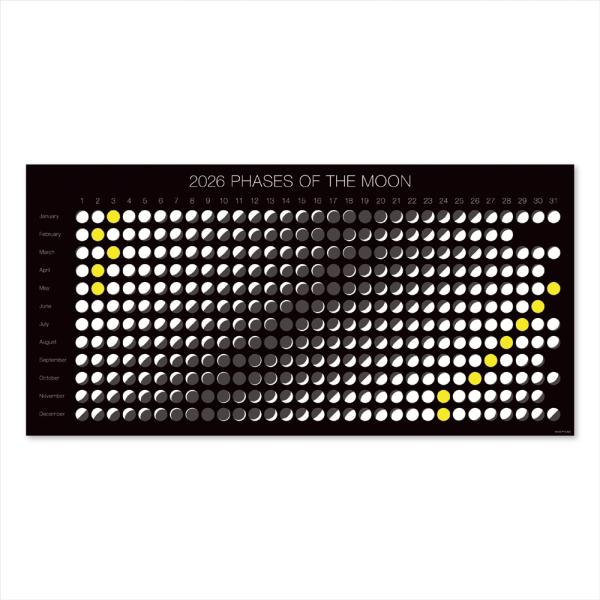 【発売日：2025年09月01日】【商品】一日一日と変化する月の満ち欠けが一目でわかる、コンパクトなポスタータイプの年間カレンダー、横デザインです。【特徴】月の満ち欠けに特化しているので、海釣り・夜釣り・昆虫の灯火採集の目安にもオススメです...