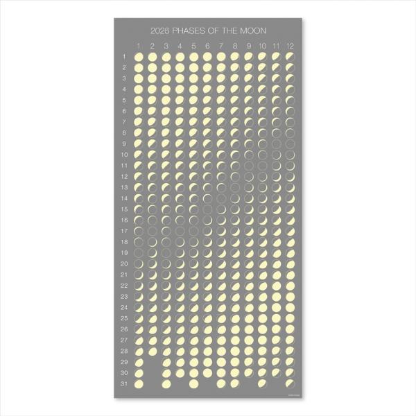 【発売日：2025年09月01日】【商品】一日一日と変化する月の満ち欠けが一目でわかる、コンパクトなポスタータイプの年間カレンダー、縦デザインです。【特徴】月の満ち欠けに特化しているので、海釣り・夜釣り・昆虫の灯火採集の目安にもオススメです...