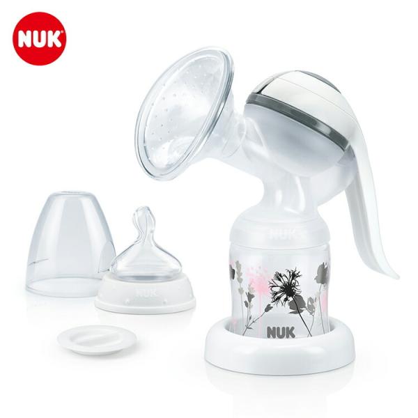 ■商品情報：ITEM SPECメーカー・ブランド NUK（ヌーク）商品名 手動さく乳器　Jolie（ジョリー）ジャンル 哺乳瓶・ボトル・授乳グッズサイズ W17×D9×H19cm素材 シリコーンクッション：シリコーンシールド・ハンドル・支柱...