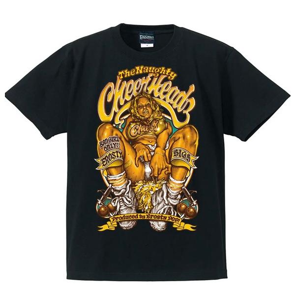 ロッキンジェリービーンデザイン EROSTIKA NAUGHTY CHEERHEADZ Tシャツコットン１００％ フロント、バック：プリントサイズL　肩幅50cm　身幅54cm　着丈71cm代引き便、銀行振り込み 楽天銀行も可能です 水曜日...