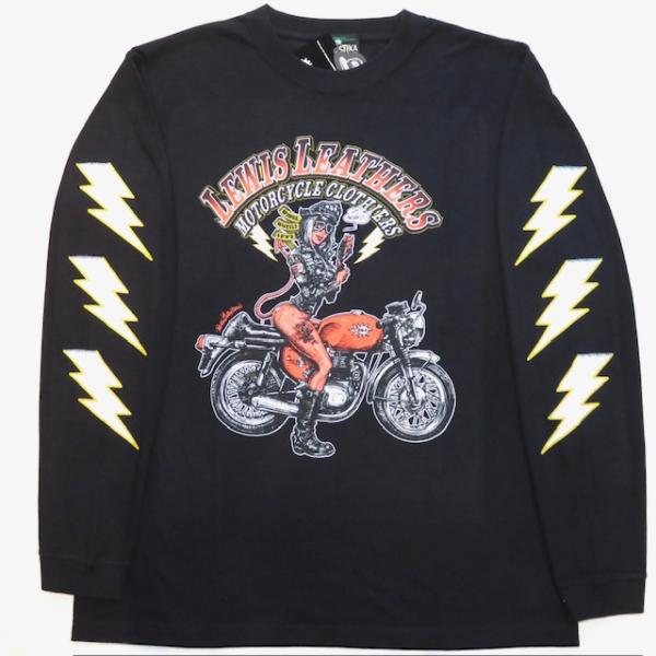 EROSTIKA　ロッキンジェリービーンデザイン　"LEWIS LEATHERS x EROSTIKA" LONG SLEEVE T-SHIRTコットン100％フロント、袖：プリントサイズL　肩幅48cm　身幅56cm　着丈70cm代引き便...