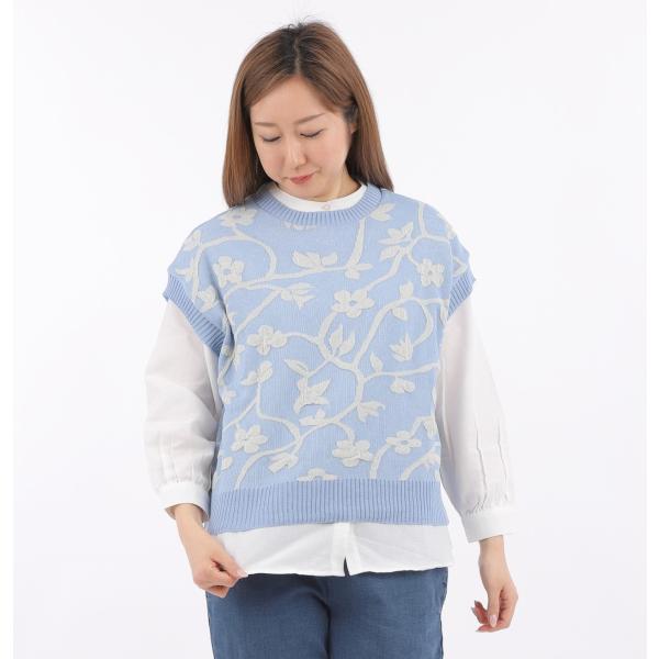 【発売日：2021年04月19日】ジャガード花柄  ゆったり 30代 40代 50代 60代 大人 シンプル ベーシック ナチュラル 着回し 重ね着素材/材質 アクリル65%レーヨン　35％サイズ/寸法 M~L　サイズ身丈　56.0身幅　1...