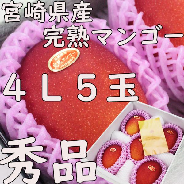 【発売日：2020年05月02日】・商品名：宮崎県産 完熟マンゴー ・商品内容：完熟マンゴー ・等級：秀品・個数：５玉・サイズ：４L・箱：化粧箱入り・原産地：宮崎県産 JA農協品・賞味期限：生モノの為、お早めにお召し上がりください・ギフト対...